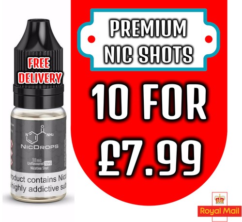 Nicotine Shots Nic Shot | 10ml 18mg | 70VG | Unflavoured E Liquid Vape ...