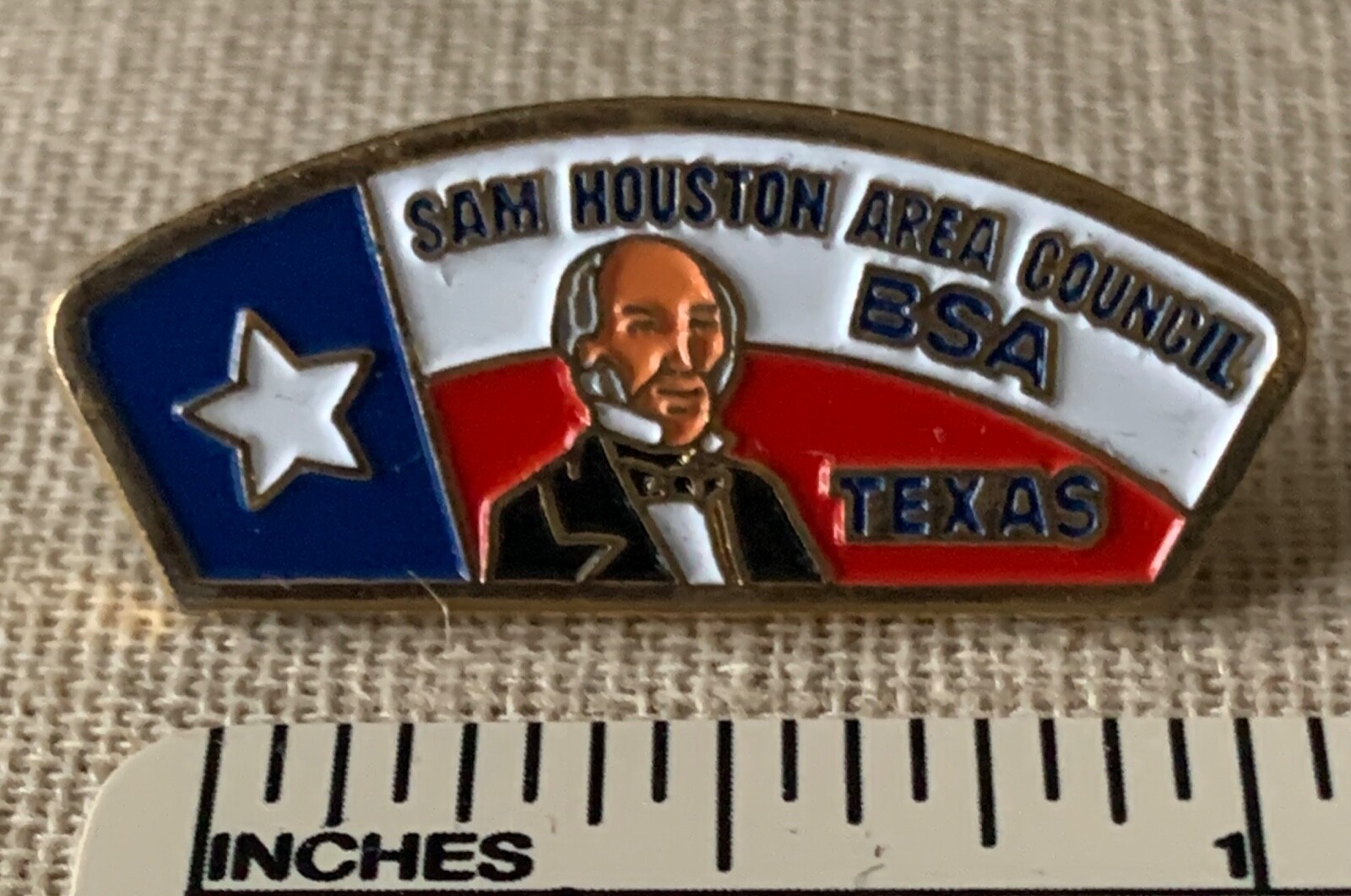 Vintage SAM HOUSTON AREA COUNCIL Boy Scout CSP Shaped HAT PIN BSA Texas ...