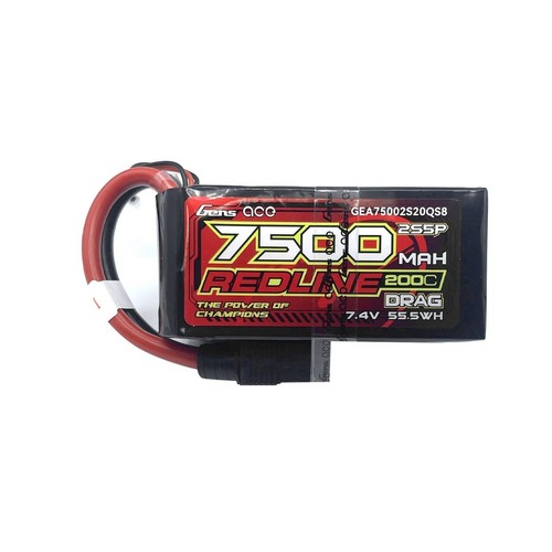 Gens Ace Lipo Redline Drag Race 7500mAh 7.4V 2S 200C With QS8 Plug ...