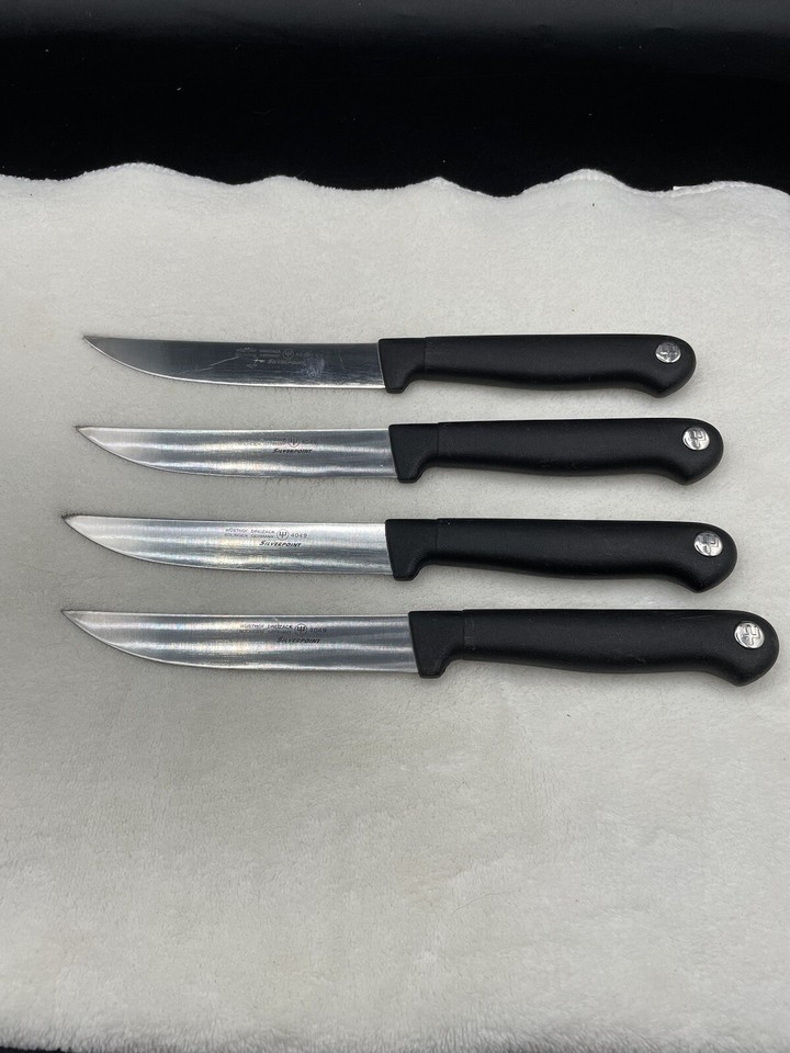 4 Wusthof Dreizack Silver point Steak 4.5" Knives md. in Germany | eBay