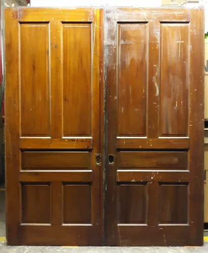 74x90" Pair Antique Vintage Old Pocket Double SOLID Wooden Panels ...
