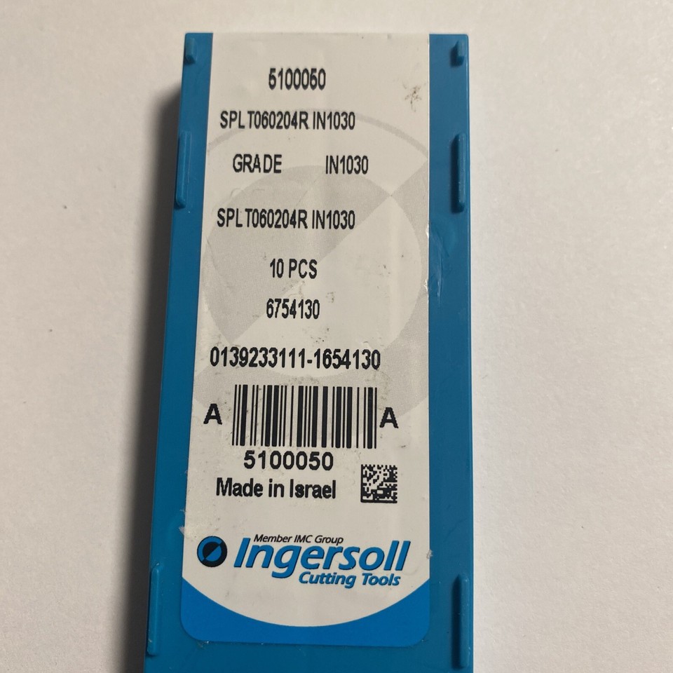 (10ea) Ingersoll SPLT060204R Carbide Insert IN1030 Grade , Free ...