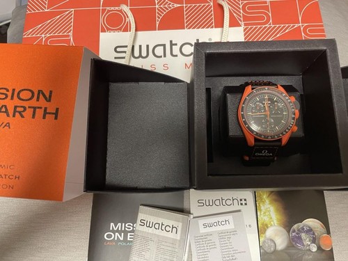 Omega Swatch Moonswatch Lava Collab Earth Watch New in Box | eBay