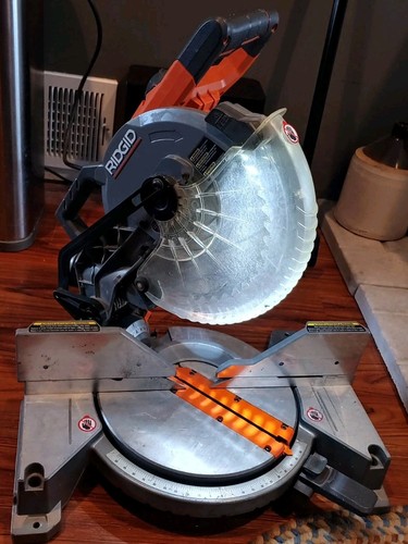RIDGID R4113 15 Amp 10 inch Dual Miter Saw with LED Cut Line Indicator ...