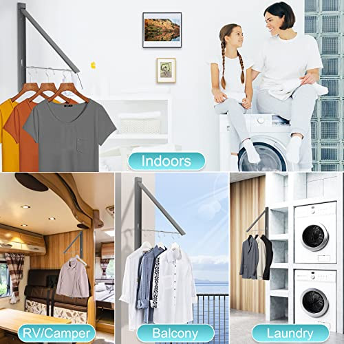 Retractable Clothes Drying Rack,Space Saver Wall Mounted Folding Hanger ...