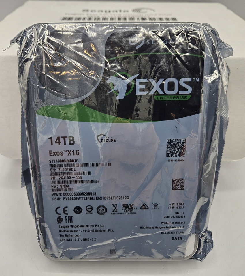 ST14000NM001G SEAGATE EXOS X16 2KJ103-003 14TB 7.2K 256MB 3.5" LFF HARD ...