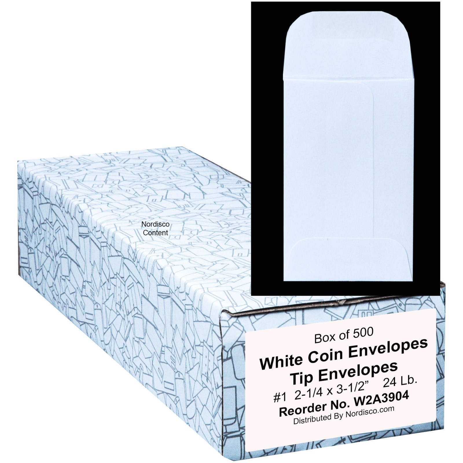 #1 White Coin Envelopes, Tip Envelopes, 2-1/4 x 3-1/2", 24lb. Box of ...