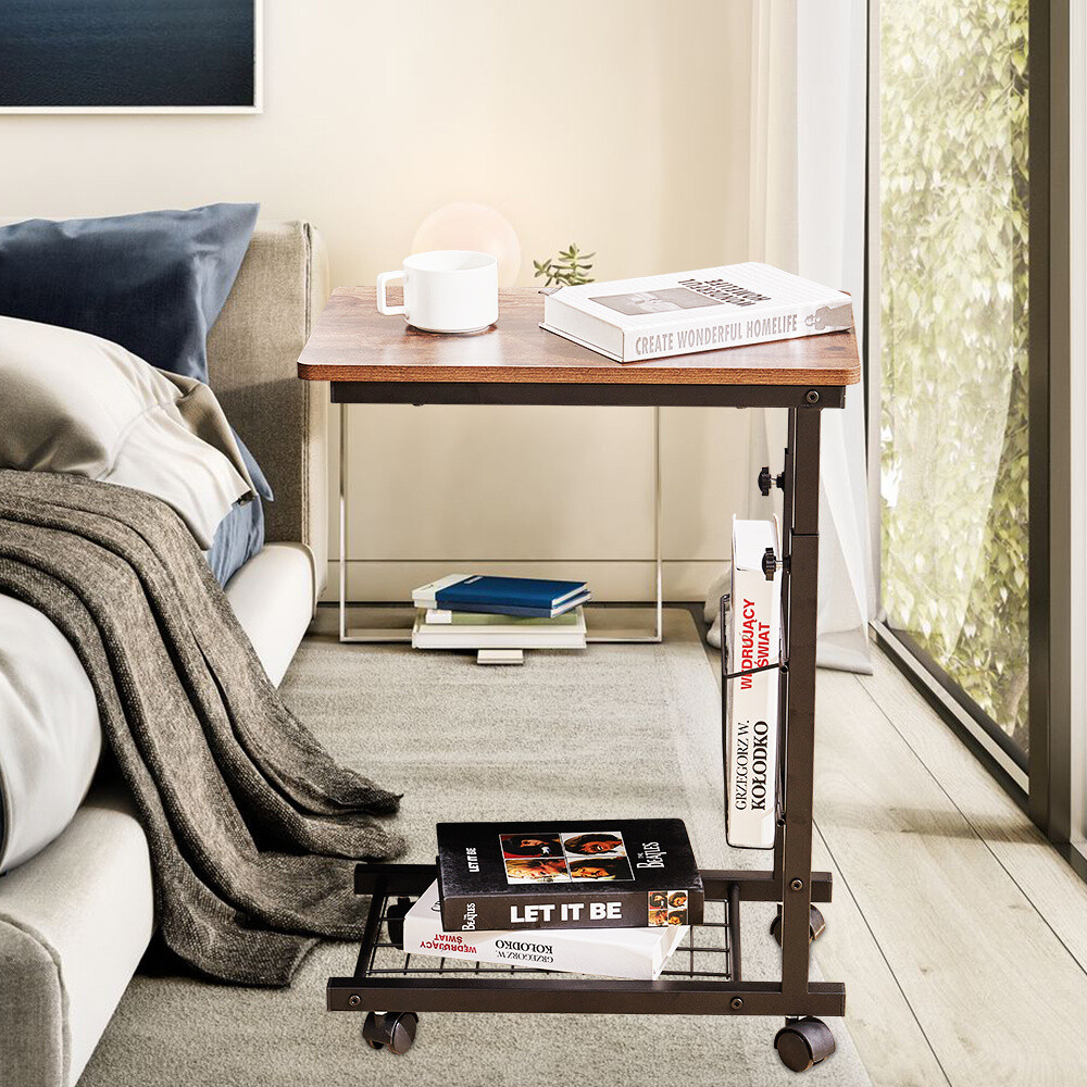 Console Table With Rollers Industrial Rustic Wood Metal Sofa Side