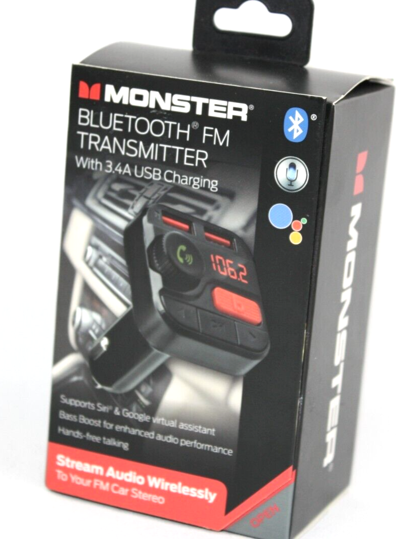 Monster Bluetooth FM Transmitter With 3.4 USB Charging #mcc9 BLK for ...