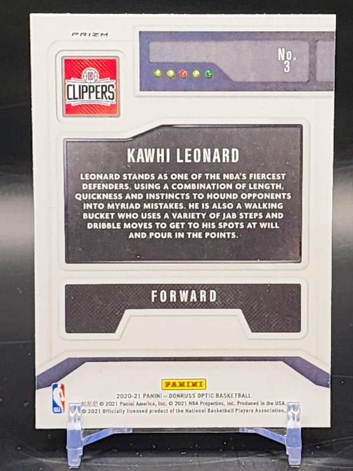 2020-21 Panini Donruss Optic Kawhi Leonard T-Minus Insert Silver Prizm ...