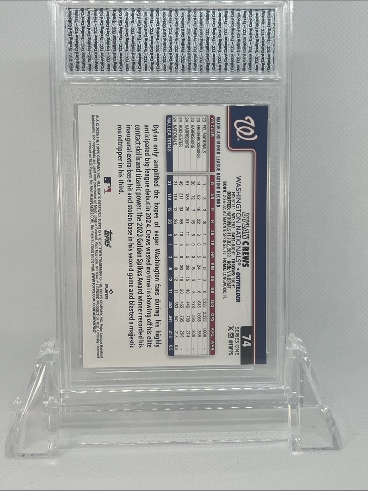 2025 Topps Dylan Crews Rookie TCC Graded Gem Mint 10 | eBay