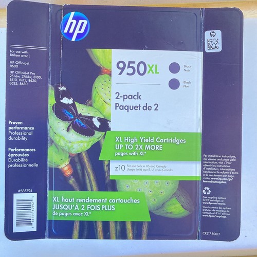 HP 950XL Ink Cartridge for OfficeJet Pro Black Only One In 2 Pack New ...