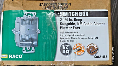 20 Pcs Hubbell Raco 487 SWITCH BOX 3" x 2" Gangable, 2-1/4" Deep, One 1 ...