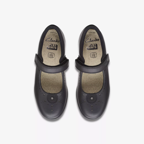 Clarks Girls MAGIC STEP BAR O Black Leather School Shoes | eBay