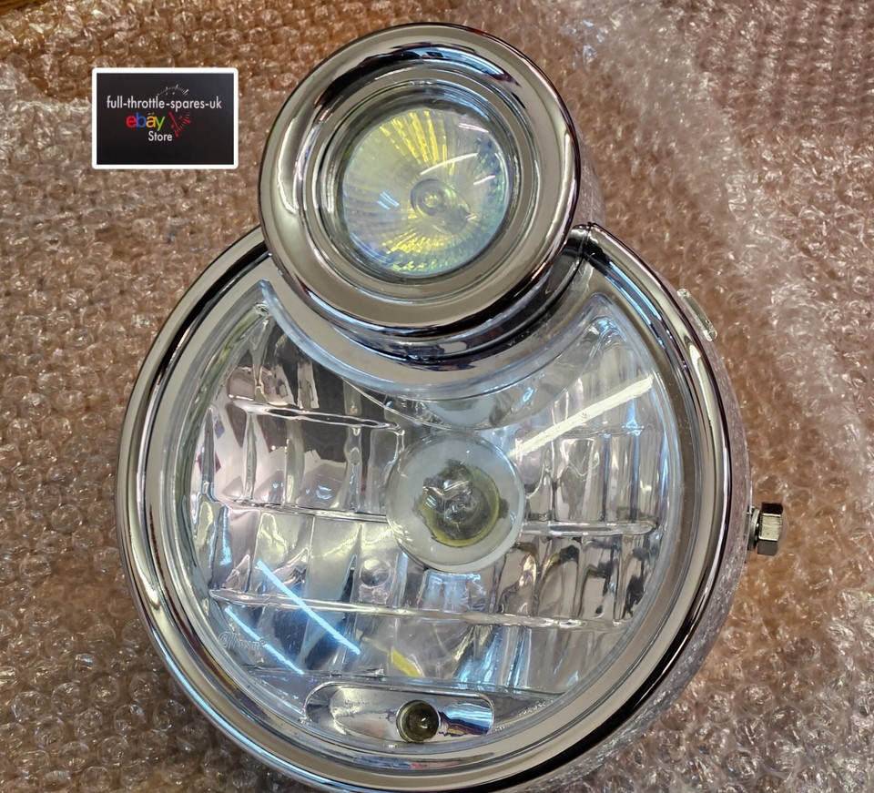 NEW UNIVERSAL CYCLOPS CHROME MOTORCYCLE HEAD LIGHT ROUND 6 INCH FIT ...