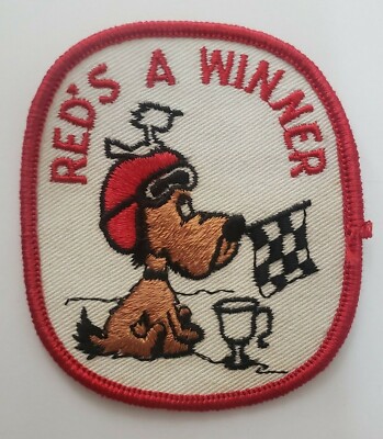 Vintage Red's A Winner 1970's Hat Jacket Shirt Patch Racing Dog Patch ...