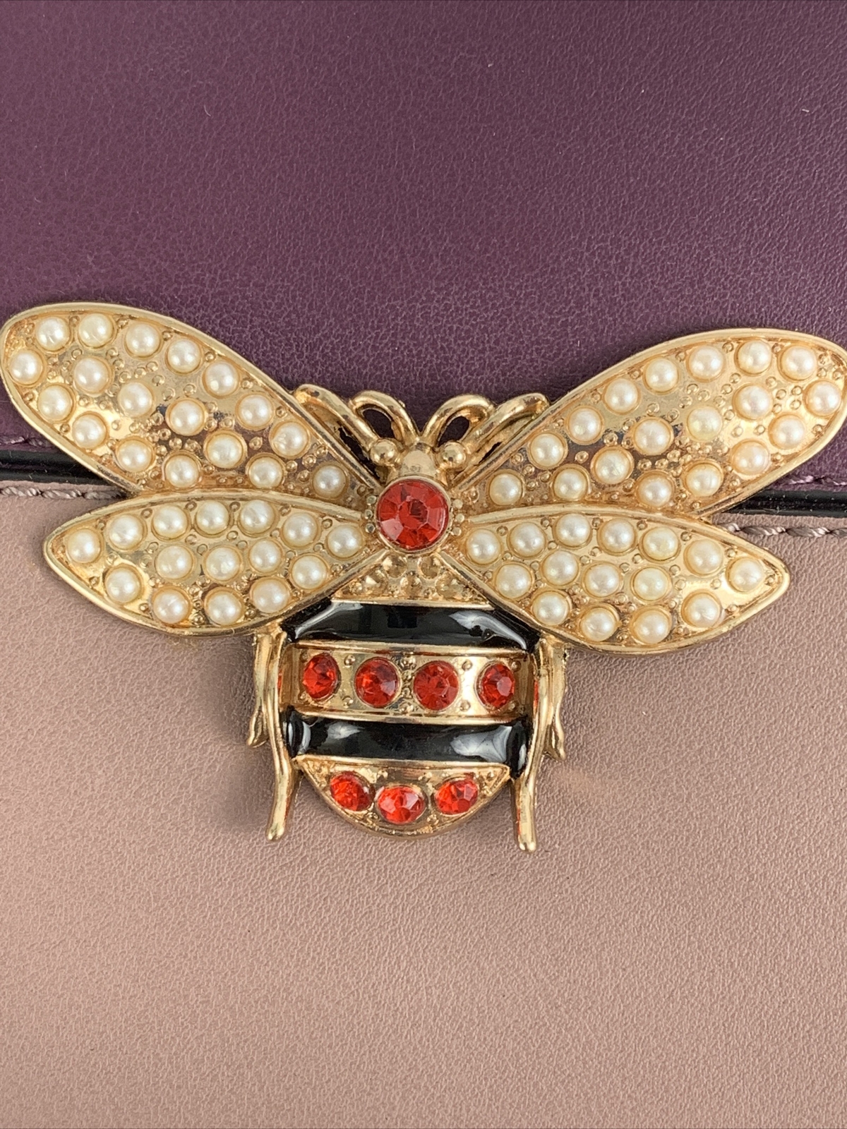 Jeweled Queen Bee Crossbody Wristlet Purple Stripe 3" x 2" Jeweled Bee ...