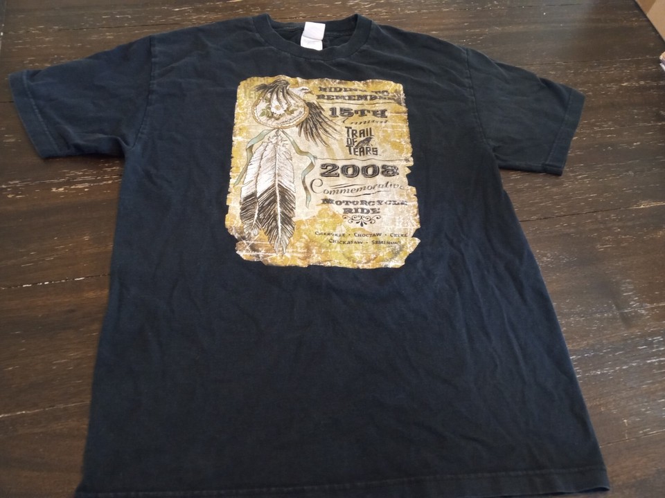 2008 Trail Of Tears Commemorative Motorcycle Ride Tshirt Black L Made ...