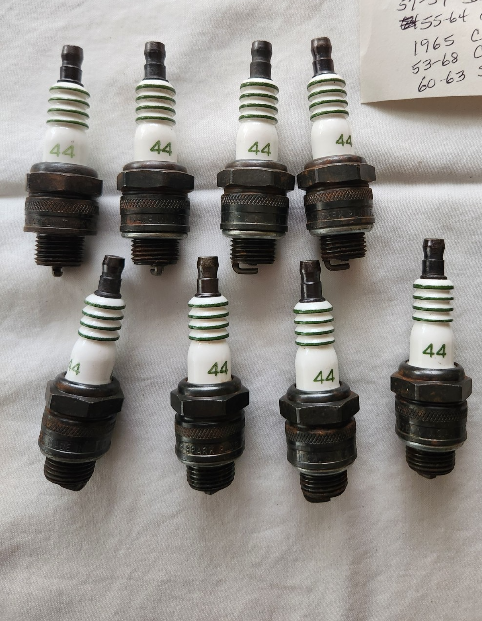 Eight (8) Vintage AC 44 Spark Plugs Green Rings 1953-1968 GM | eBay