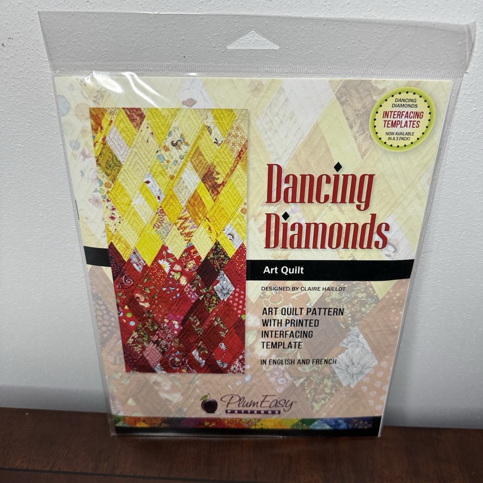 Plum Easy Dancing Diamonds Art Quilt Pattern With Printed Interfacing Template | eBay