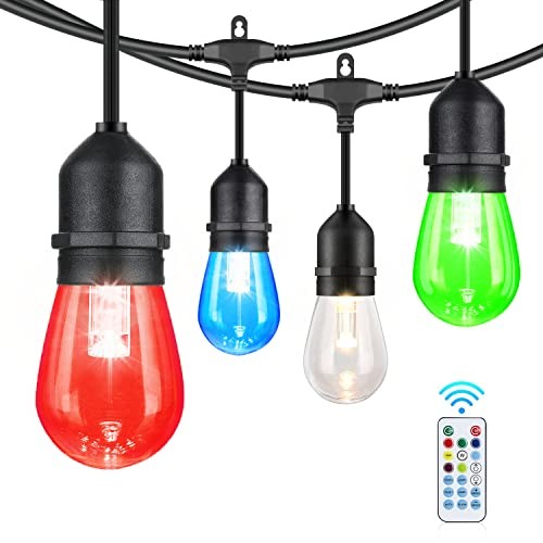 Color Changing Outdoor String Lights, 48FT Patio Waterproof Porch Light ...