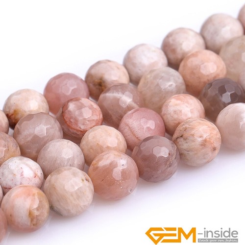 Natural Sunstone Gemstone Faceted Round Beads For Jewelry Making 15 ...
