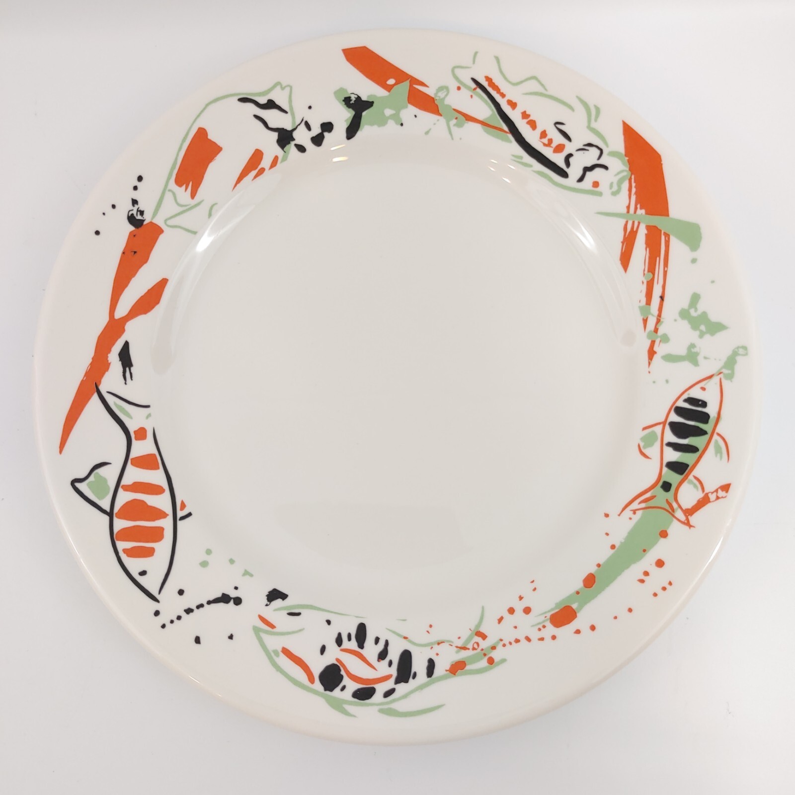 Vtg SYRACUSE Restaurant Ware SY674 (4) Dinner Plates Fish Orange Green ...