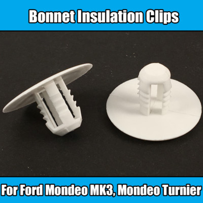 10x Clips For Ford Mondeo MK3 Bonnet Insulation Lining Pad Clips White ...