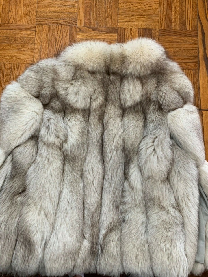 Genuine Natural Blue Fox FULL Skin Fur Coat | eBay