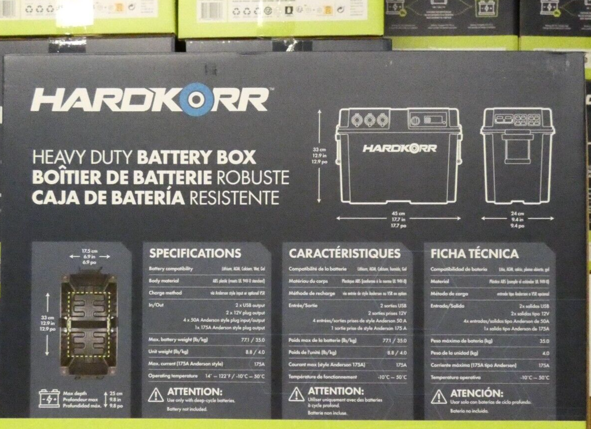 Hardkorr Heavy Duty Battery Box with Fast Charging Ports up to 175A ...