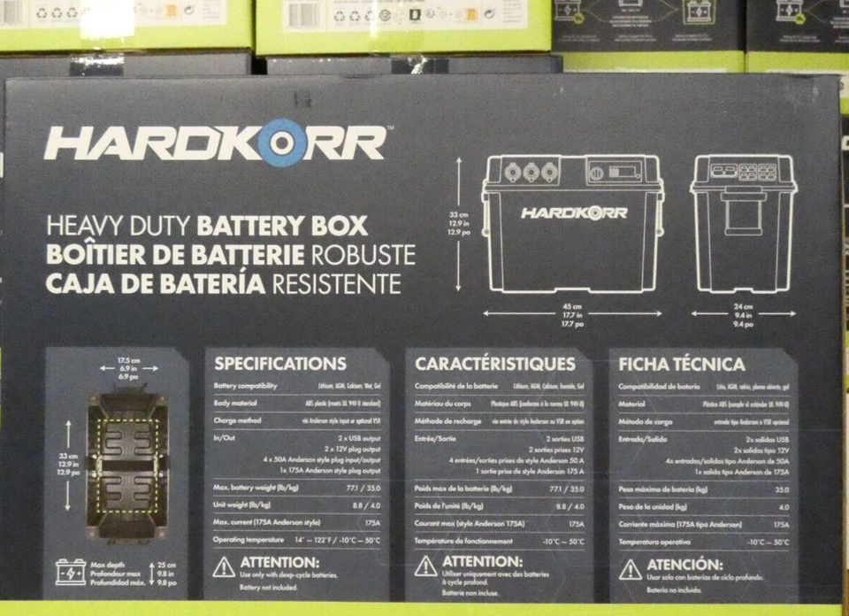 Hardkorr Heavy Duty Battery Box with Fast Charging Ports up to 175A ...