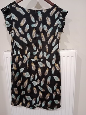 Caroline Morgan Feather Satin Feel Dress 12 Lined Part Cocktail Work ...