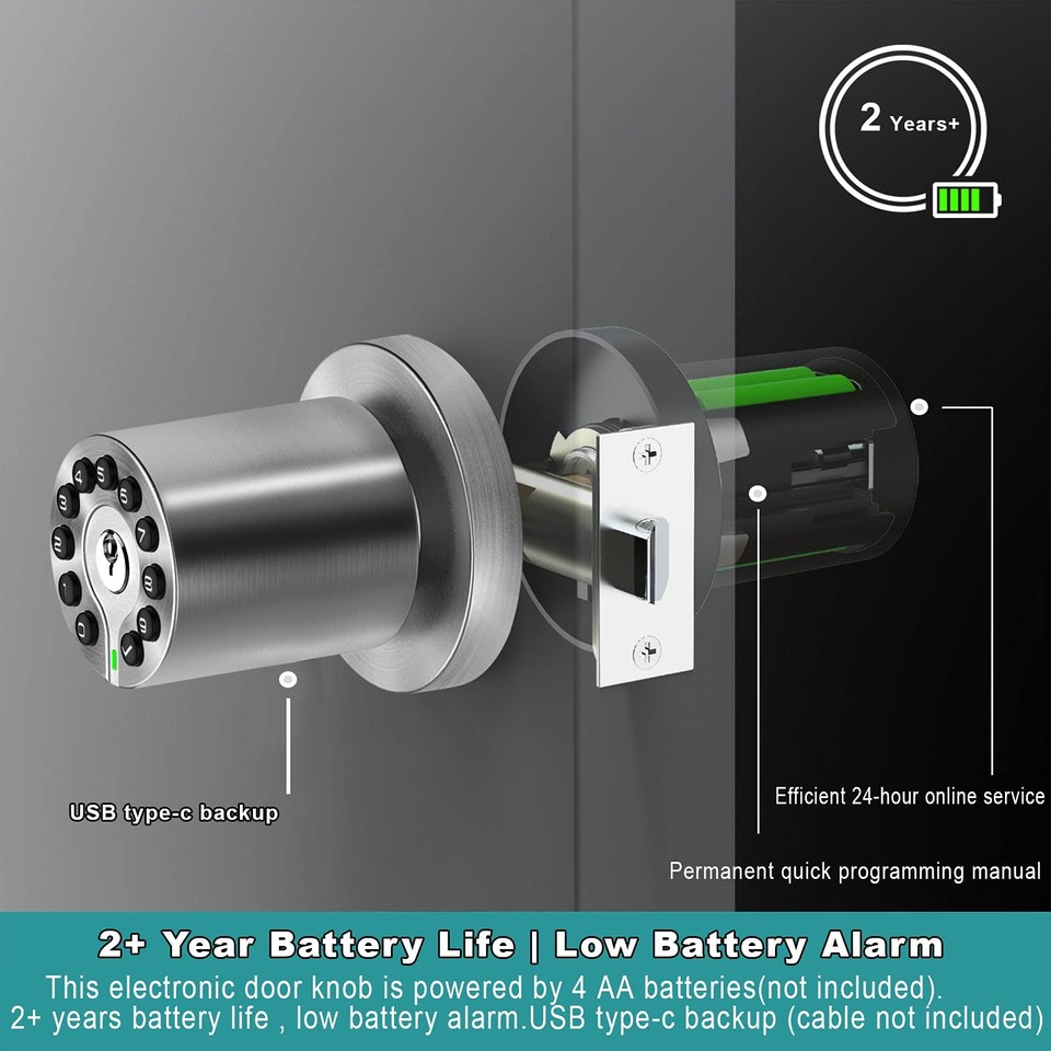 BOTHSTAR Keypad Door Knob with Key,Keyless Entry Door Lock, Code Locks ...