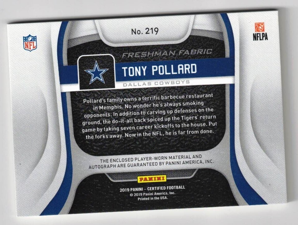 TONY POLLARD - 2019 Panini Certified Mirror Orange Rookie Patch ...