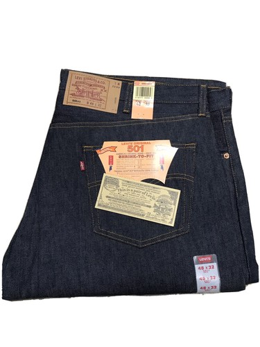 NWT Levis 501 Shrink to Fit Made in USA Original Rigid Blue #0000 Size ...
