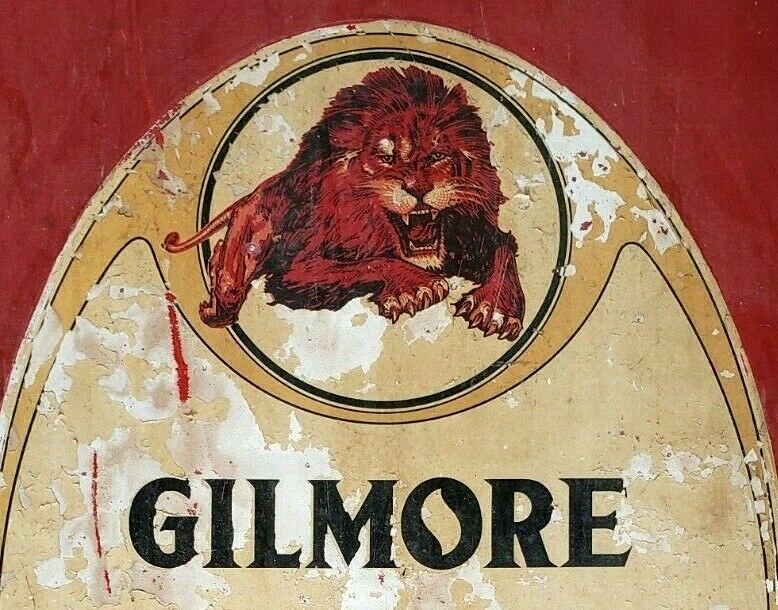 Rare Vintage Original GILMORE RED LION Gas Pump Skin SIGN -- maybe only ...