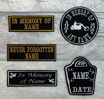 IN MEMORY OF REMEMBRANCE MEMORIAL CUSTOM PERSONALISED PATCHES BIKER ...