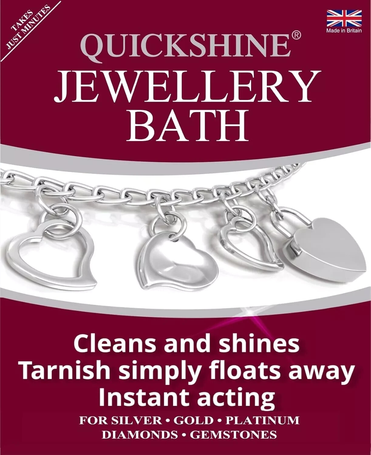 Quickshine Silver & Gold Jewellery Bath Metal Cleaner Sachet Dipping ...