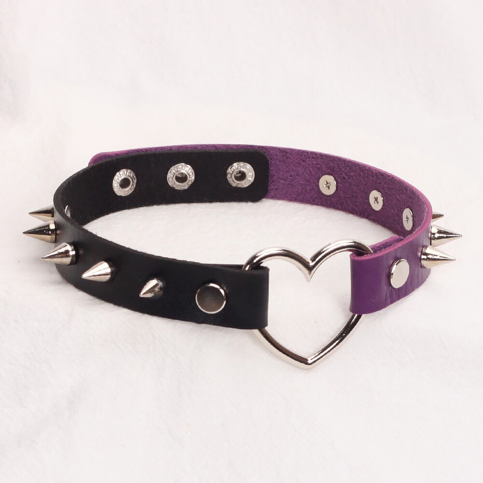 PU Leather Gothic Collar Punk Collar Choker Necklace Cosplay With Metal ...