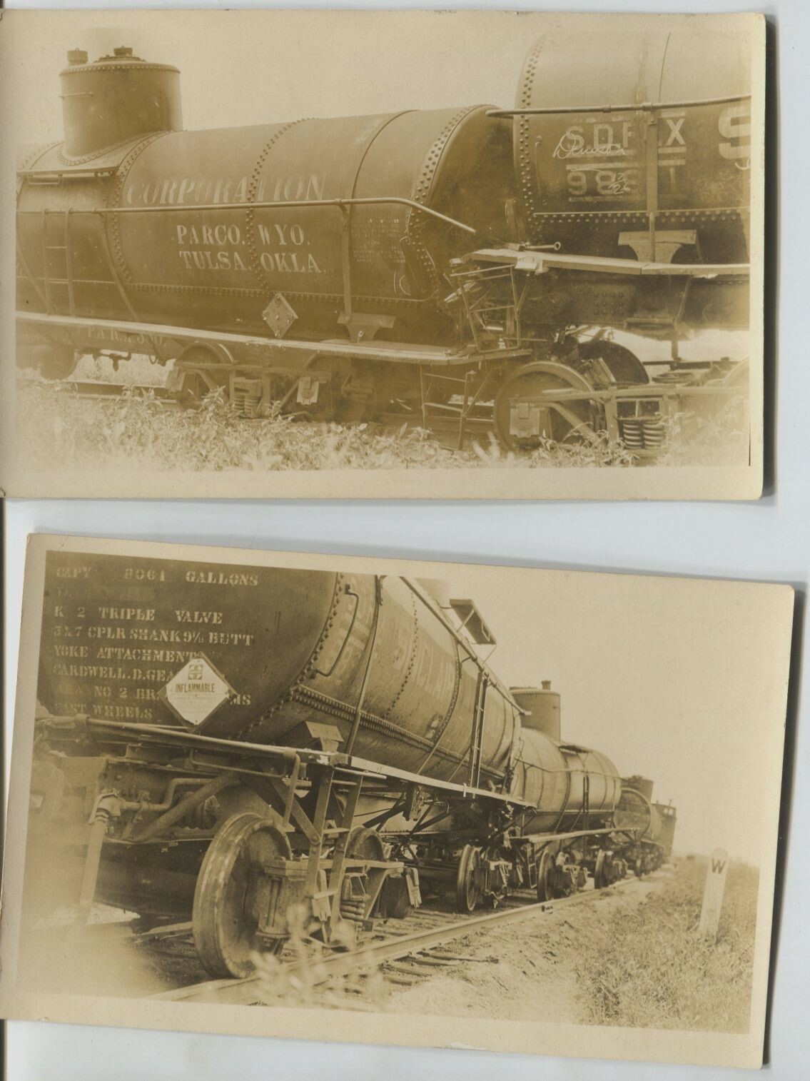 1910-20's Sinclair Oil Tanker Car wreck derailment Real Photo Postcards ...