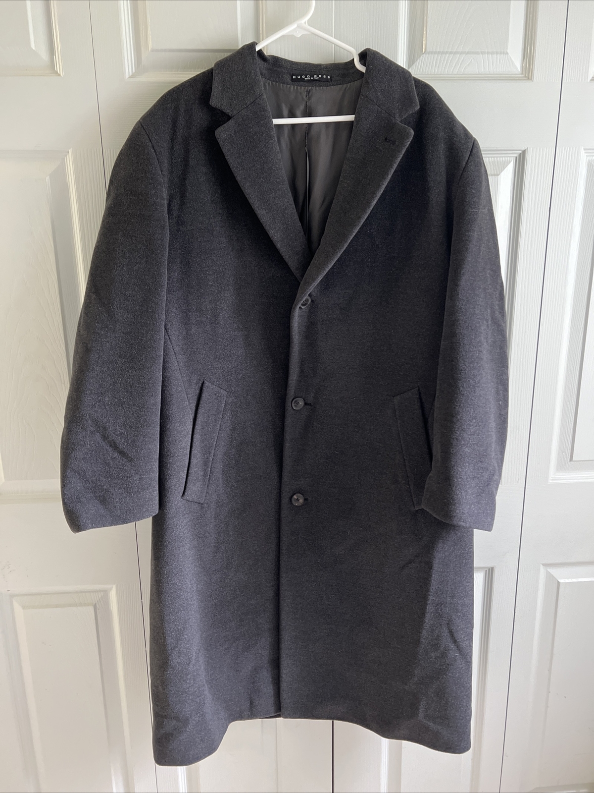 Vintage HUGO BOSS Mens Cashmere Wool Over Coat 44R Bl… - Gem