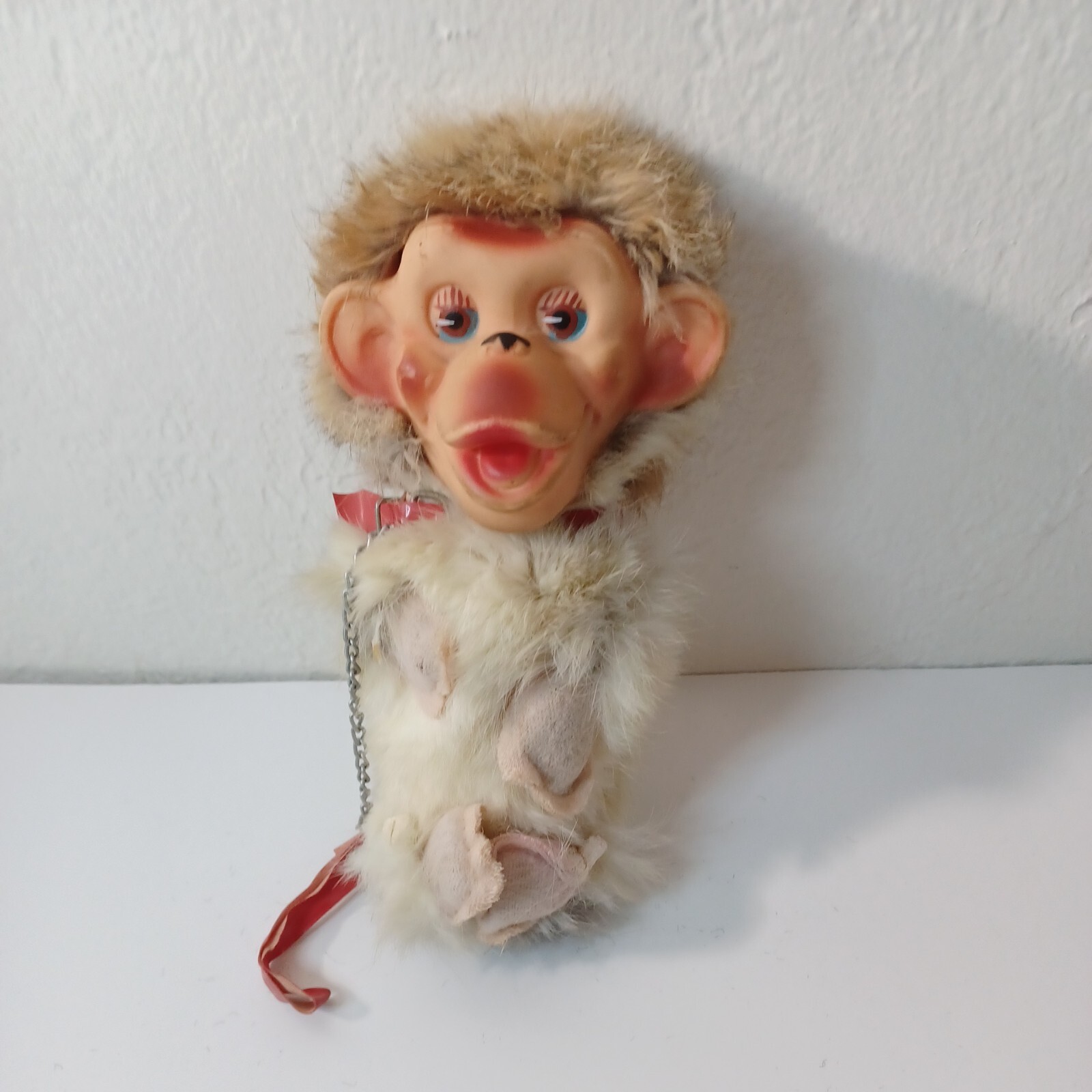 Boudoir Pets Rubber Face Monkey Chimpanzee Genuine White Fur With Red ...