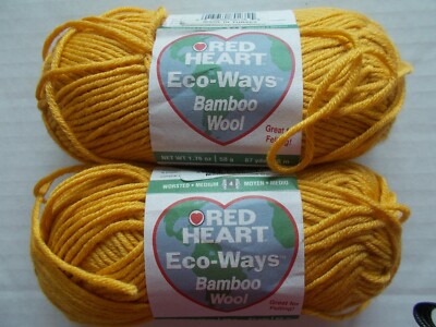 Red Heart Eco-Ways Bamboo Wool yarn, Gold, lot of 2 (87 yds each) | eBay