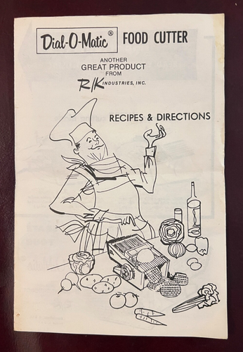 Vtg 1959 DIAL-O-MATIC Food Cutter Slicer Ronco Recipes & Directions ...