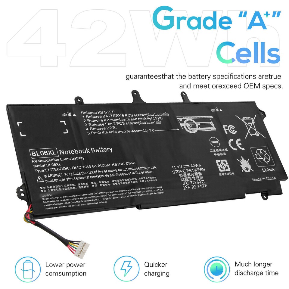 BL06XL Battery For HP EliteBook Folio 1040 G0 G1 G2 BL06042XL HSTNN ...