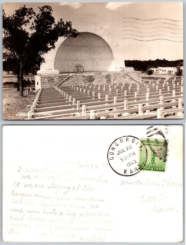 RPPC Band Shell Outdoor Seating Stage Fence Trees Photo Postcard | eBay