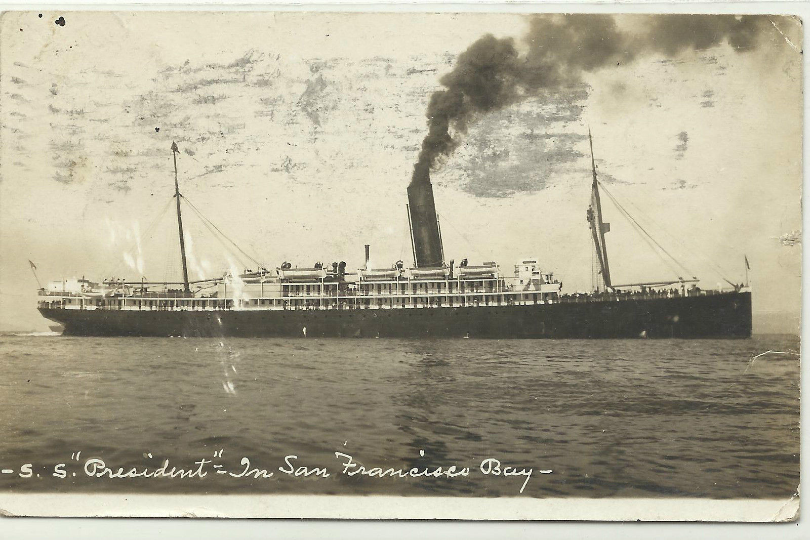 rppc - S.S. PRESIDENT - IN SAN FRANCISCO BAY - PACIFIC COAST STEAMSHIP ...