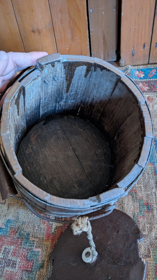 Antique Early Primitive Wood Piggin Storage Firkin Bucket w/ Lid Old ...