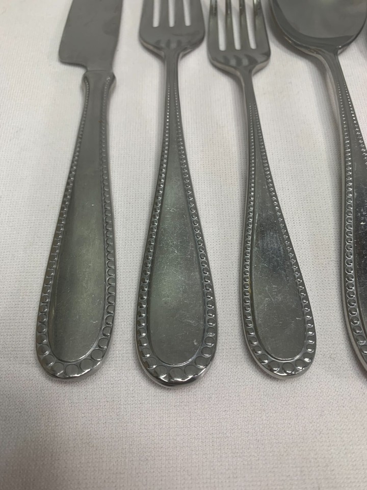 5 piece place setting *DANSK* Pearl beaded pattern - Stainless Flatware ...