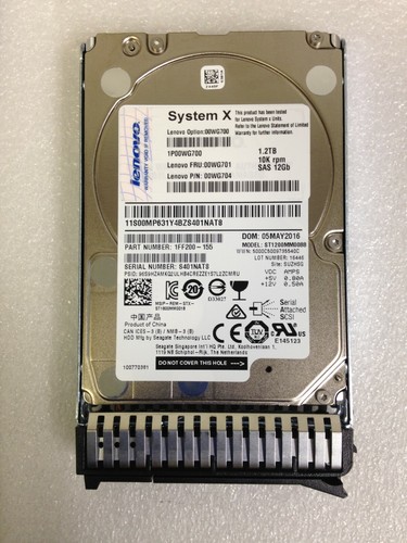 Lenovo 00WG701 00WG700 ST120MM0088 1.2TB HDD SAS 2.5" 12Gbps 10K Hard ...